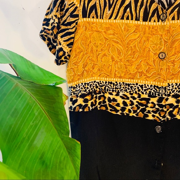 Vintage | Tops | Vintage Vsco 9s Animal Tribal Button Up Popover | Poshmark